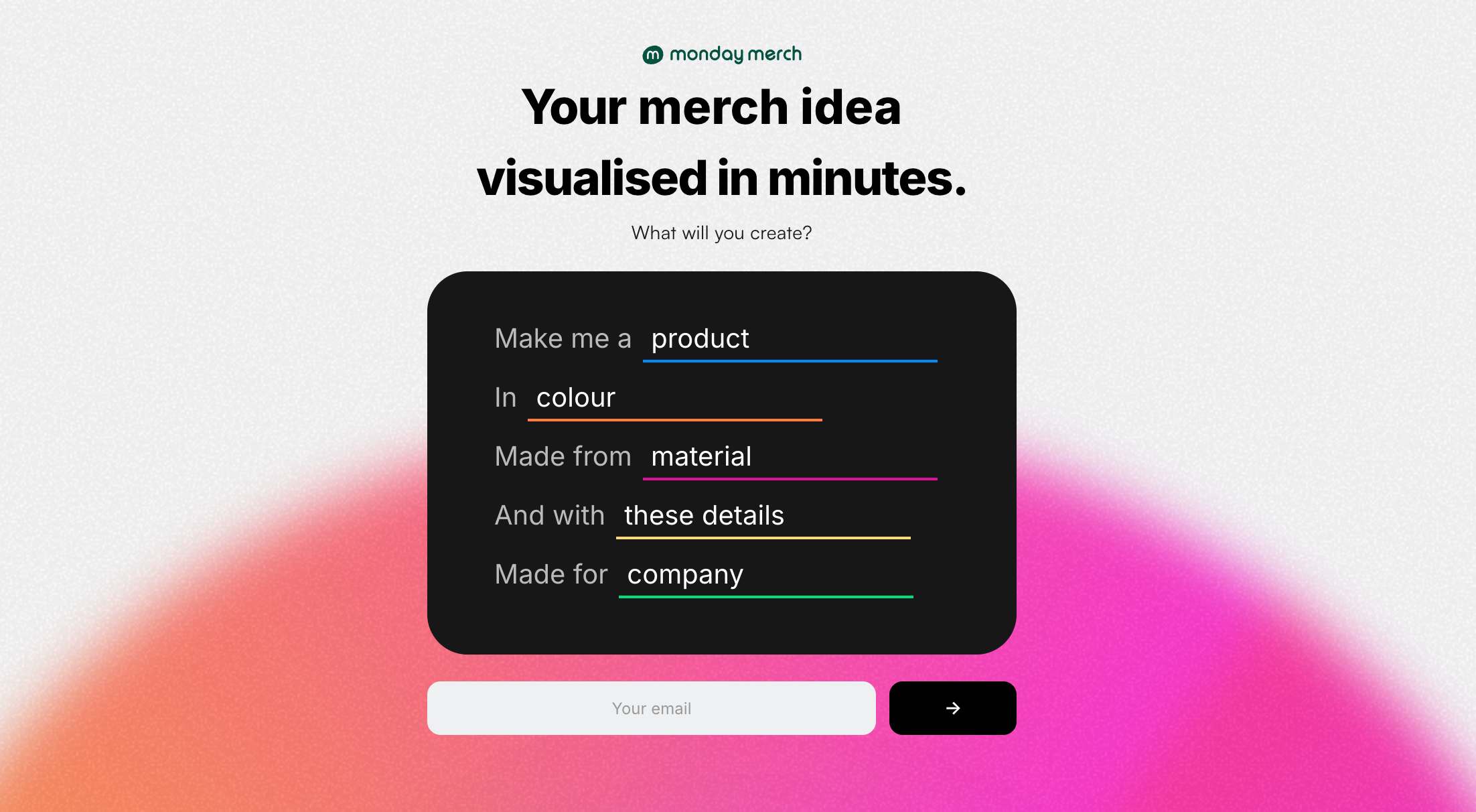 Monday Merch | Create merch visuals in minutes.