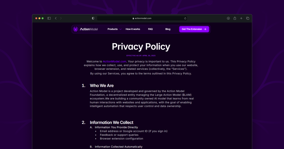 Action Model - Privacy
