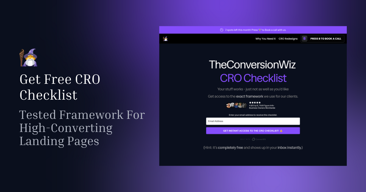 Free CRO Checklist | The Conversion Wiz
