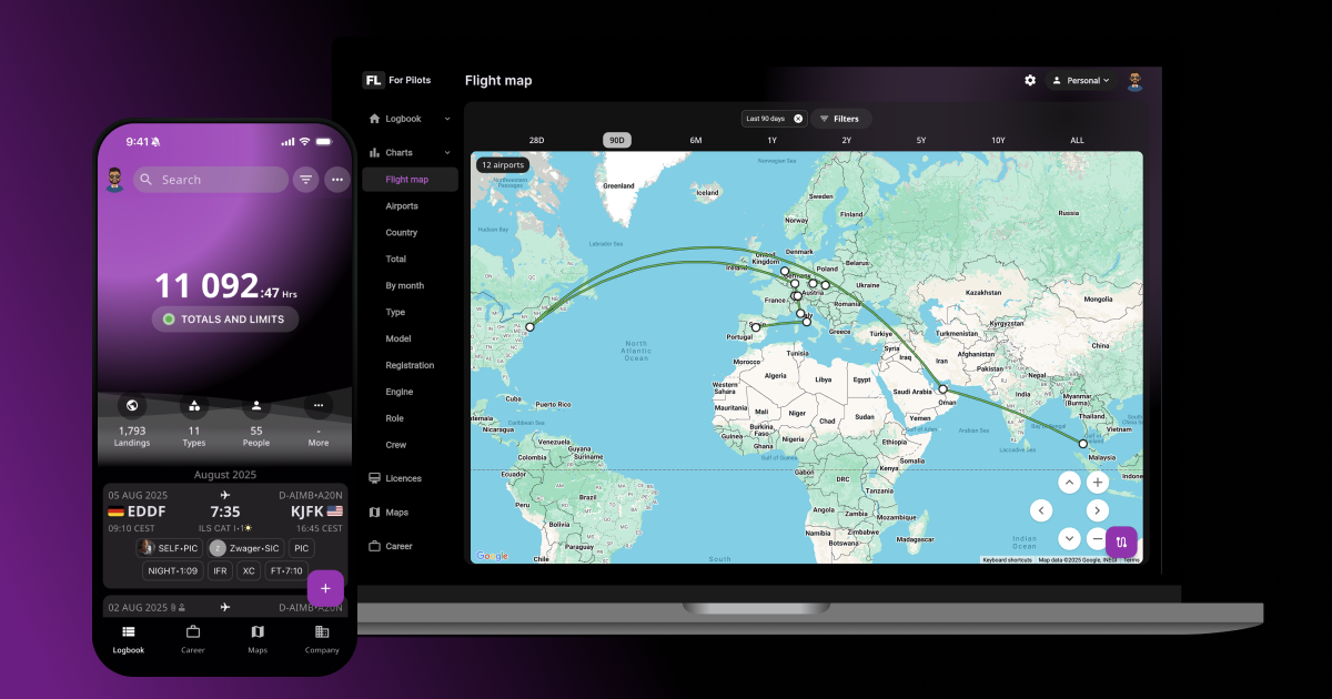 Digital Pilot Logbook for iPhone, iPad, Android, Mac, Windows - FLYLOG.io