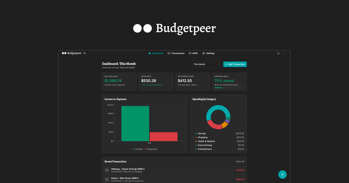 Budgetpeer: Simple Budget Tracker Without the Bank Login