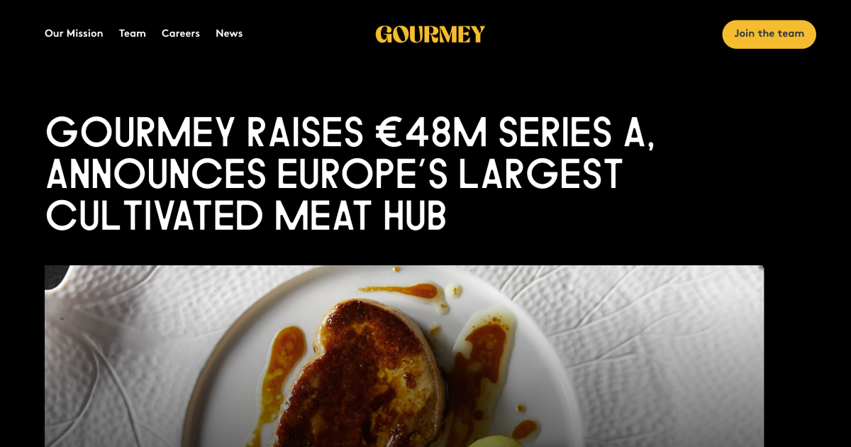 Gourmey | GOURMEY Raises €48M Series A, Announces Europe's Largest Cultivated Meat Hub