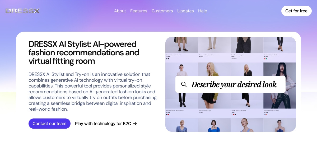 DRESSX AI Stylist & Try-On | AI Fashion for E-Commerce