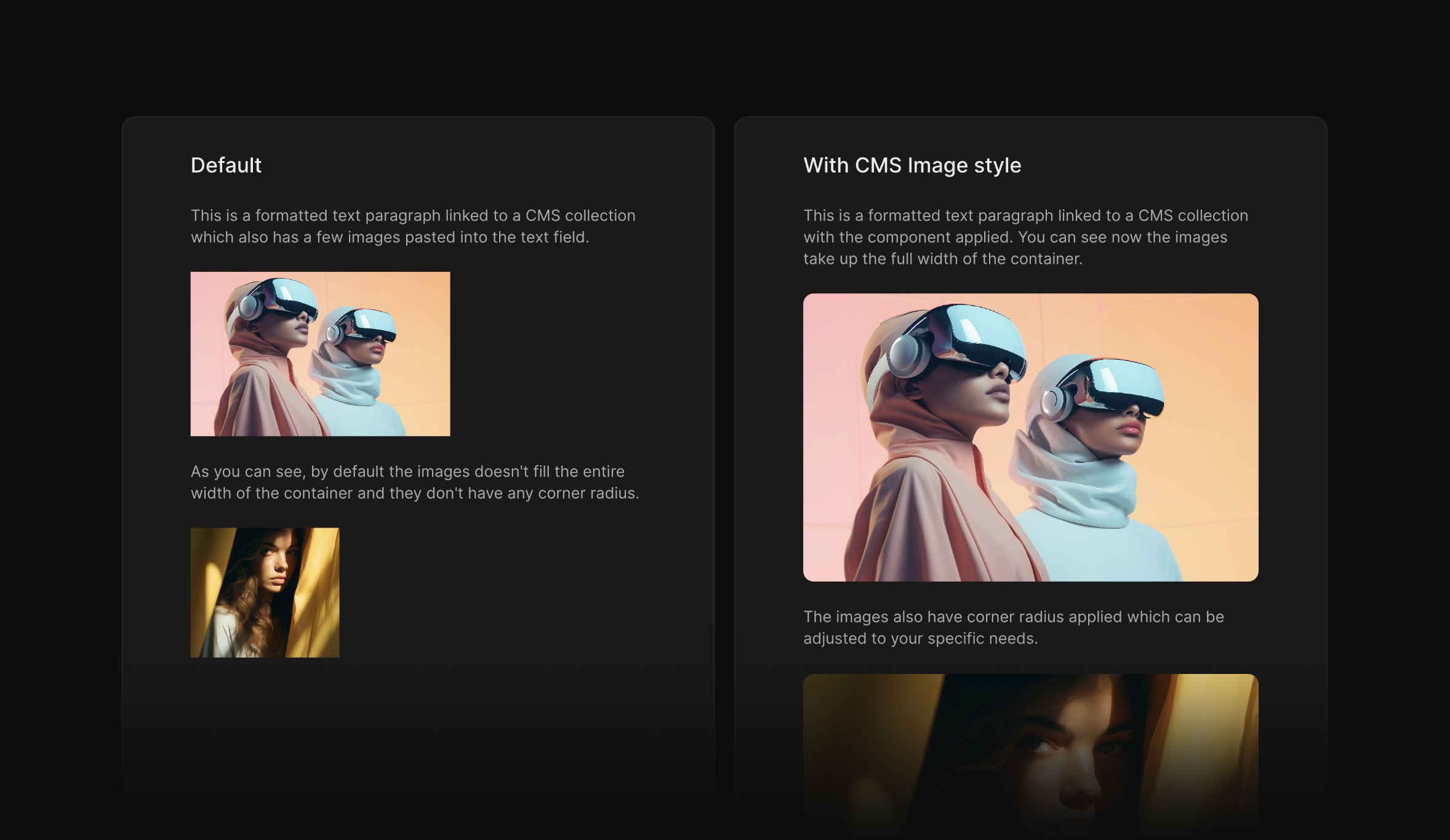 CMS Image Styling - Formatted text