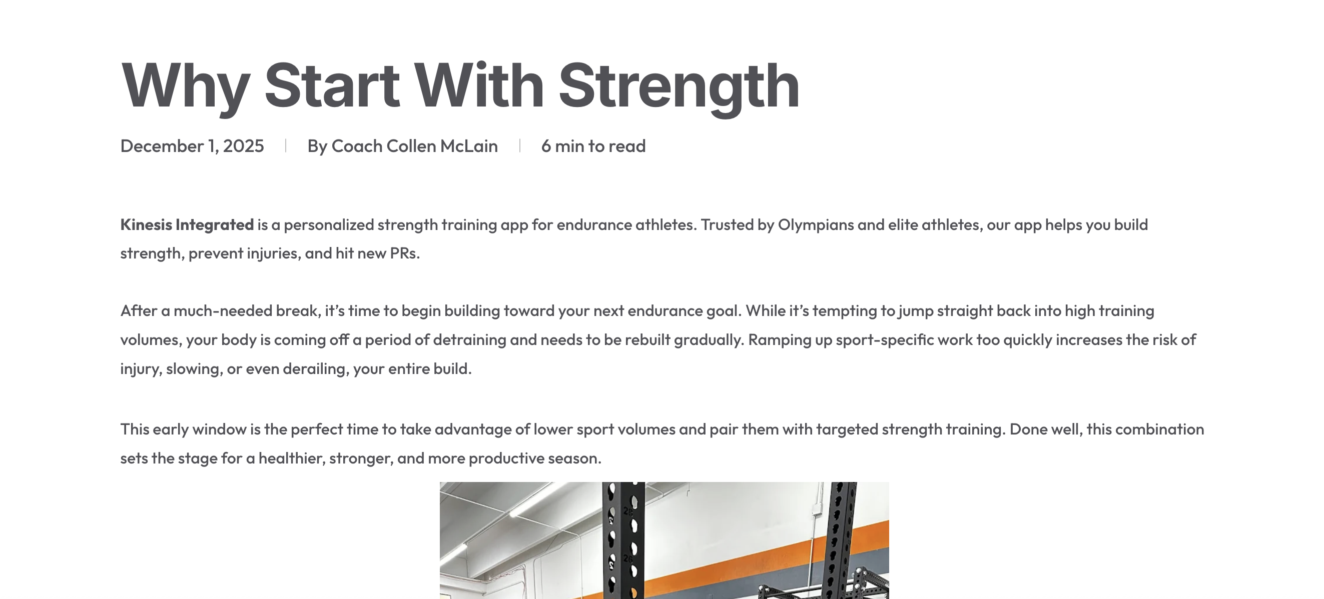 Kinesis Integrated: Why Start With Strength
