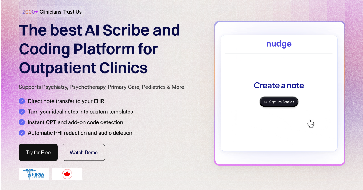 The Best AI Scribe and Coding Platform - Nudge AI