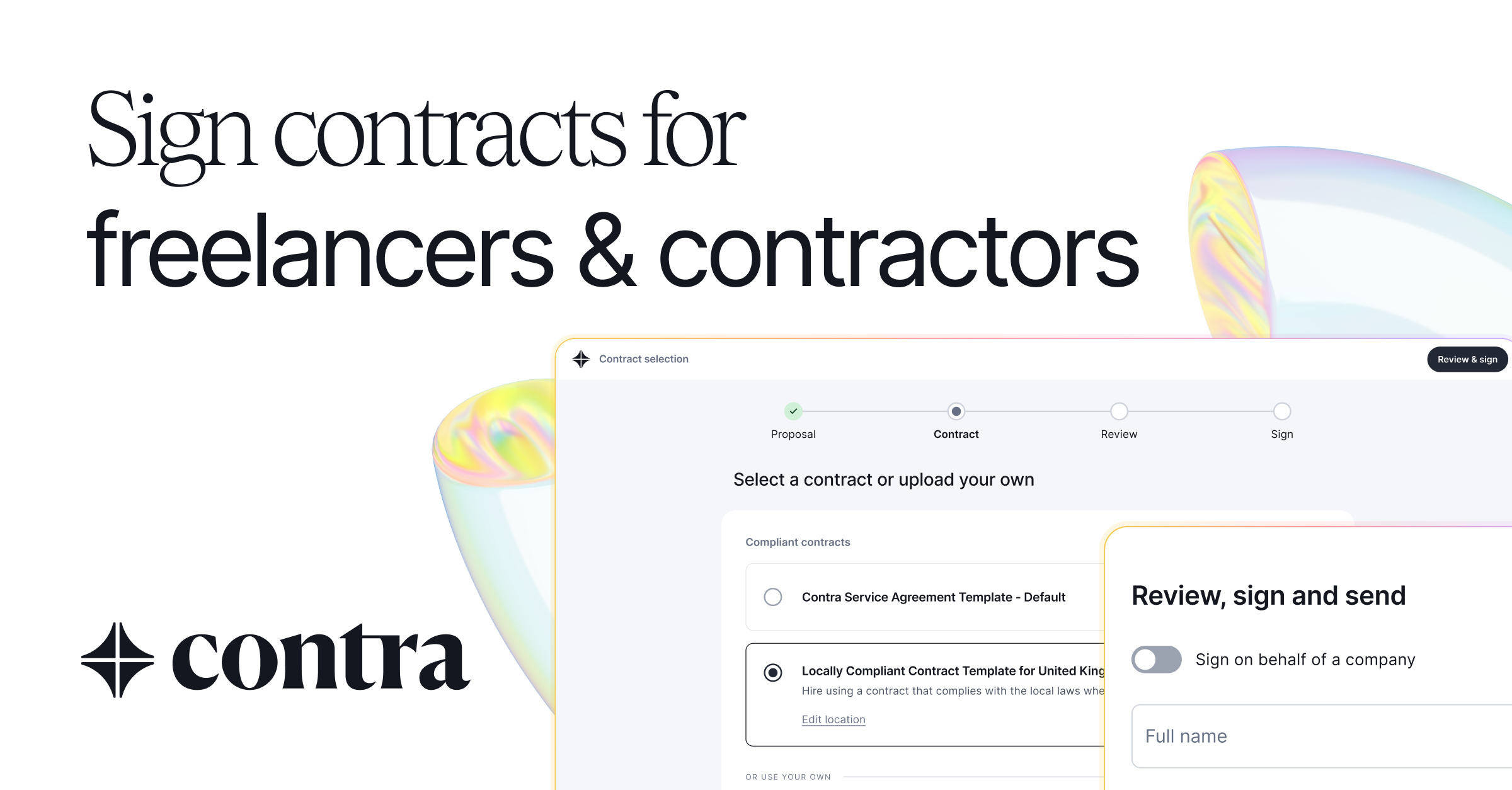 Sign contracts for freelancers and contractors | Contra