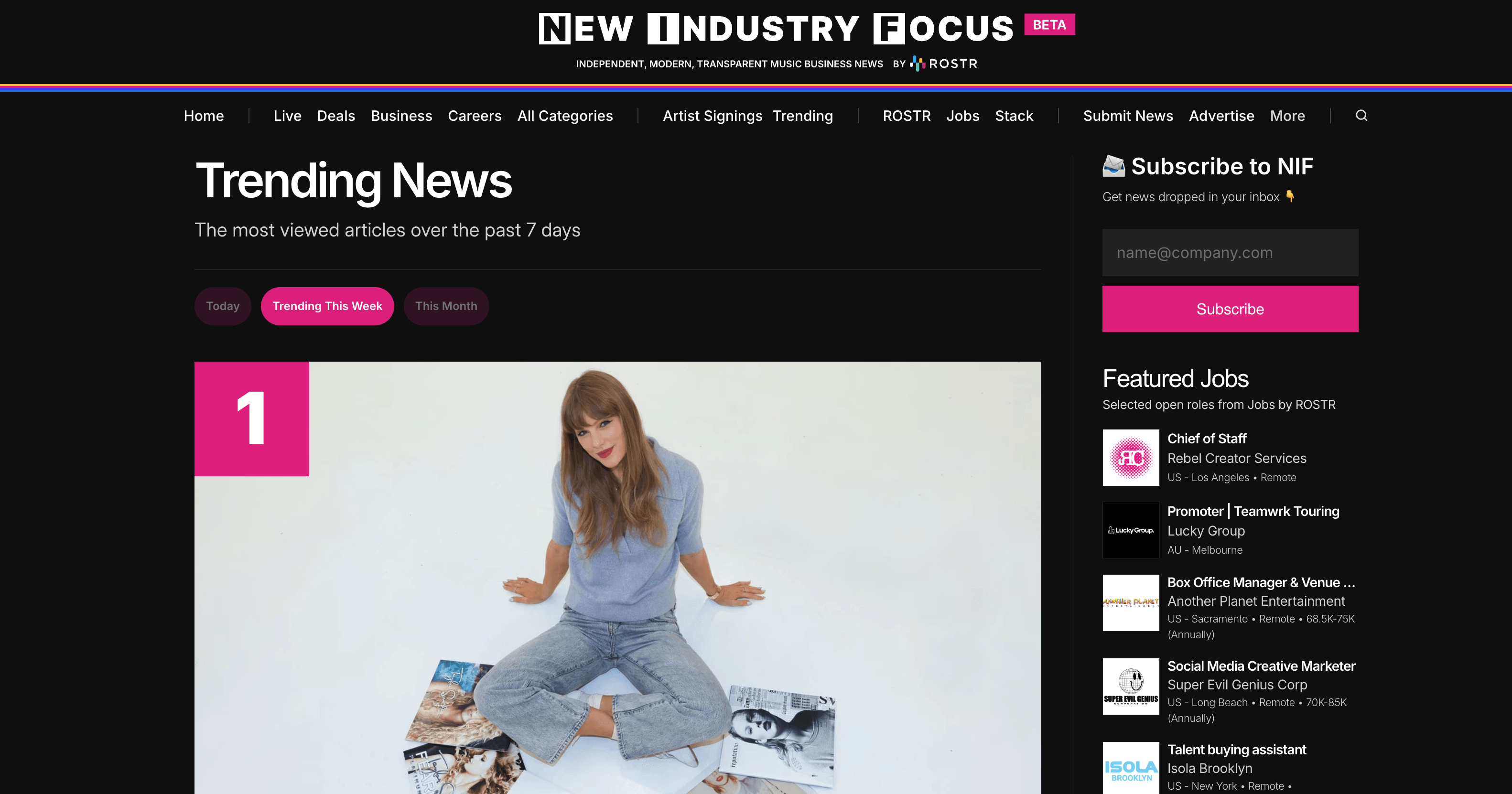 This Week's Trending Music Business News on New Industry Focus