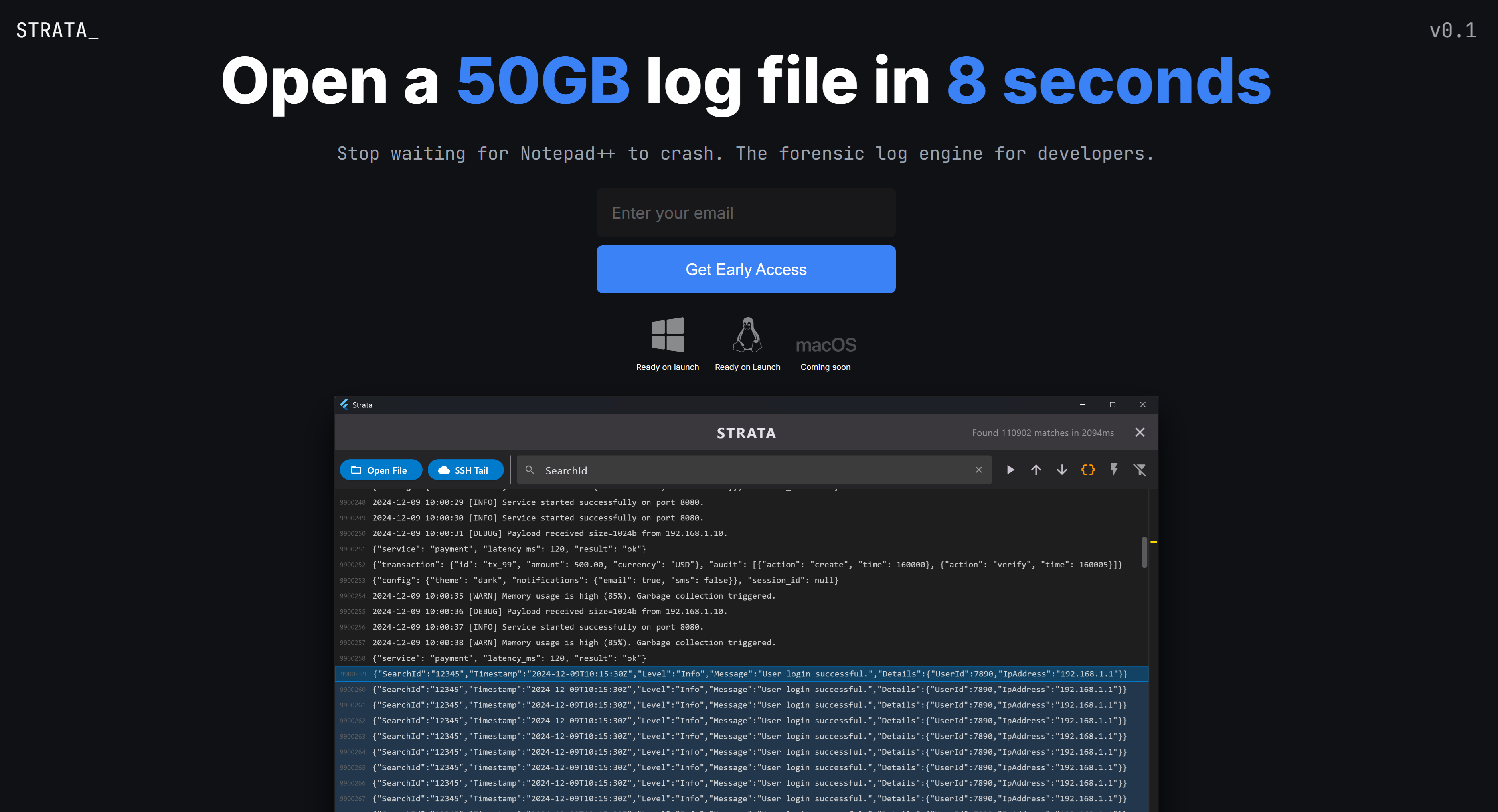 Strata | Open 50GB logs in 8 seconds