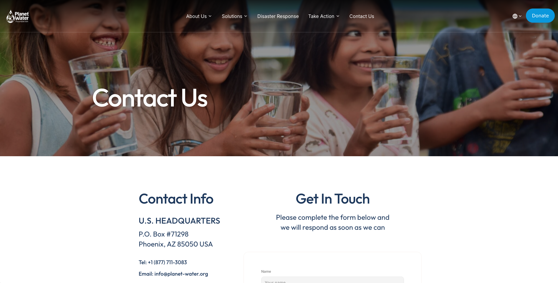 Contact Us - Planet Water Foundation