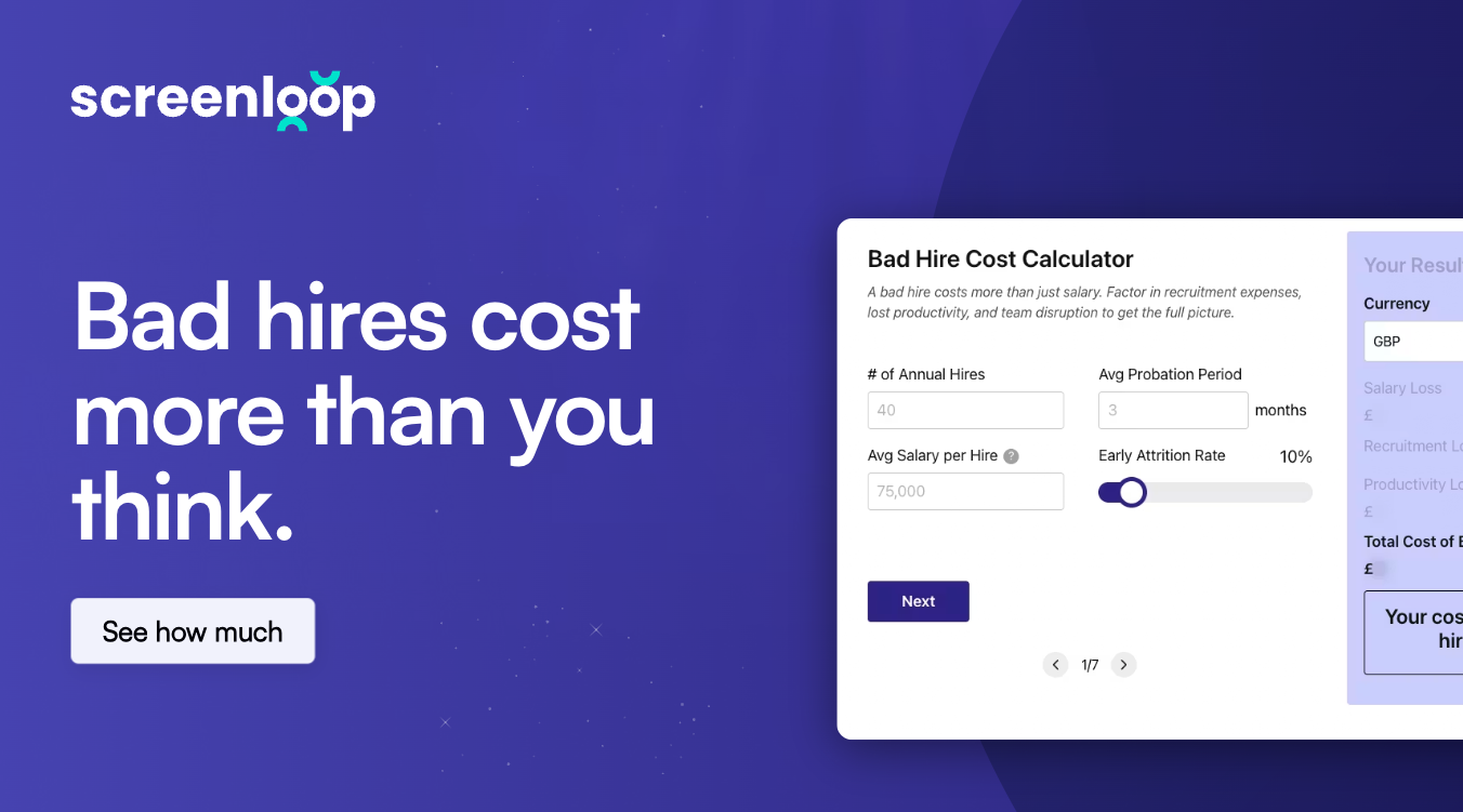 Screenloop | Calculate Your Cost of Bad Hire