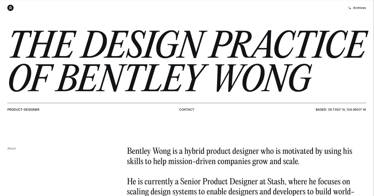 The Design Practice of Bentley Wong