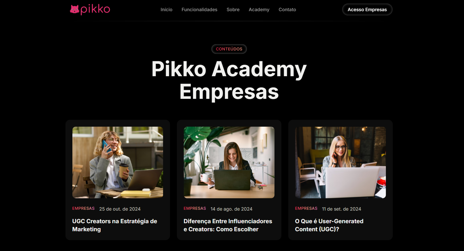 Pikko Academy | Pikko: Creators UGC em Escala