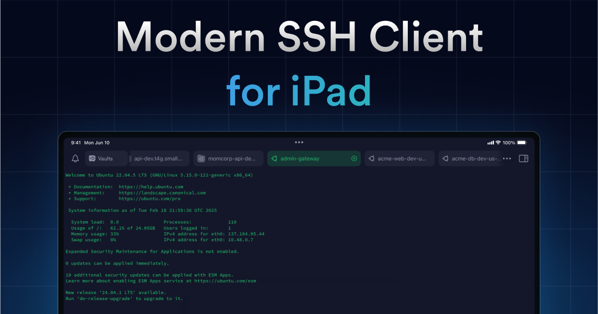 Free SSH Client for iPad