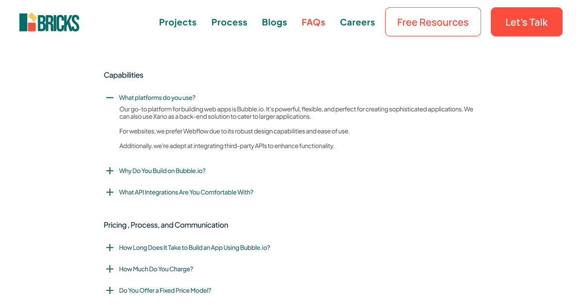 No-Code App Development FAQs | Bricks Tech