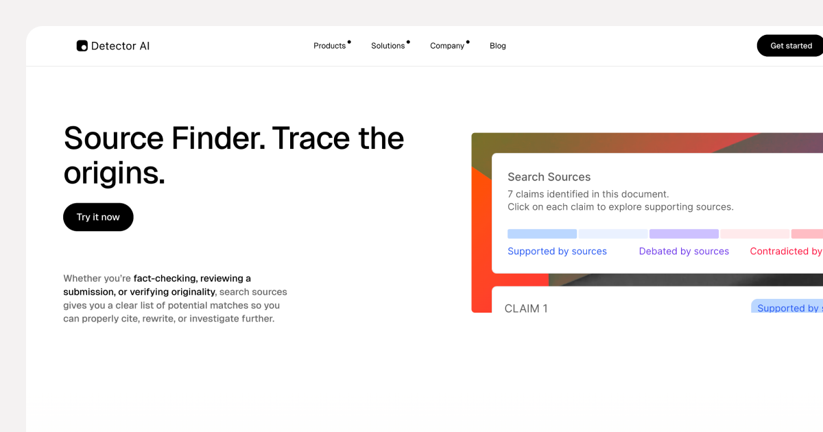 Source Finder Tool - Trace Content Origins & Find Citations | Detector AI