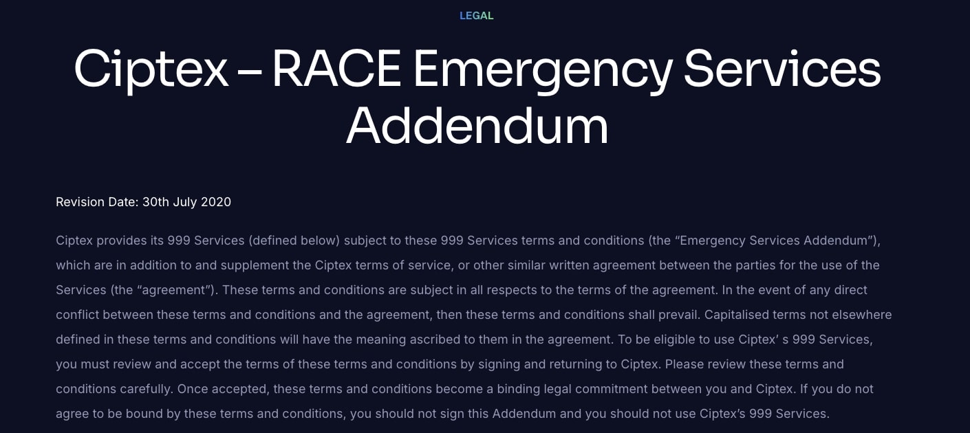 Emergency Services Policy | Ciptex