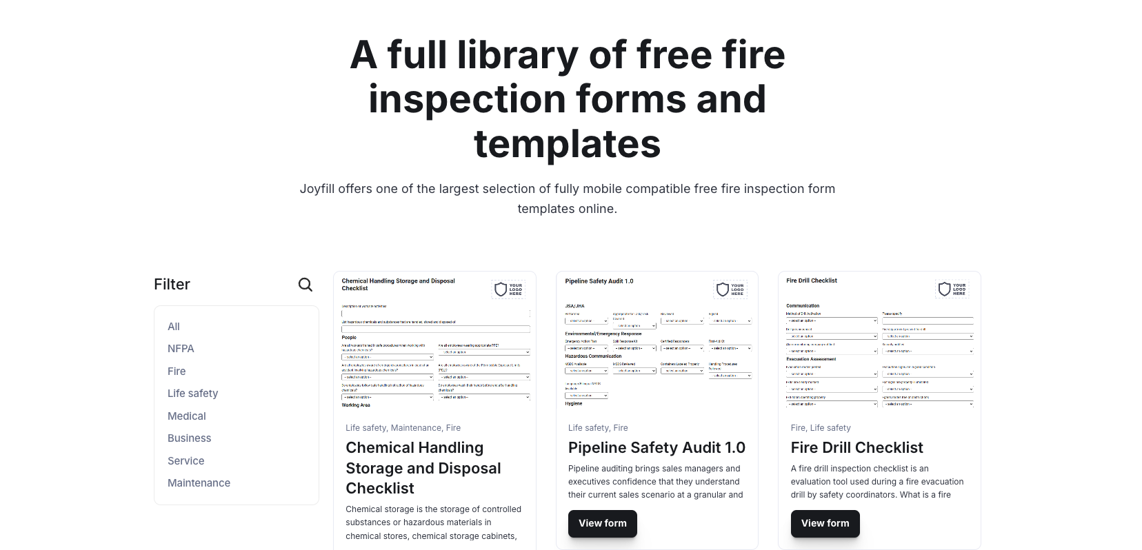 Free Fire Inspection Forms and Templates - Joyfill