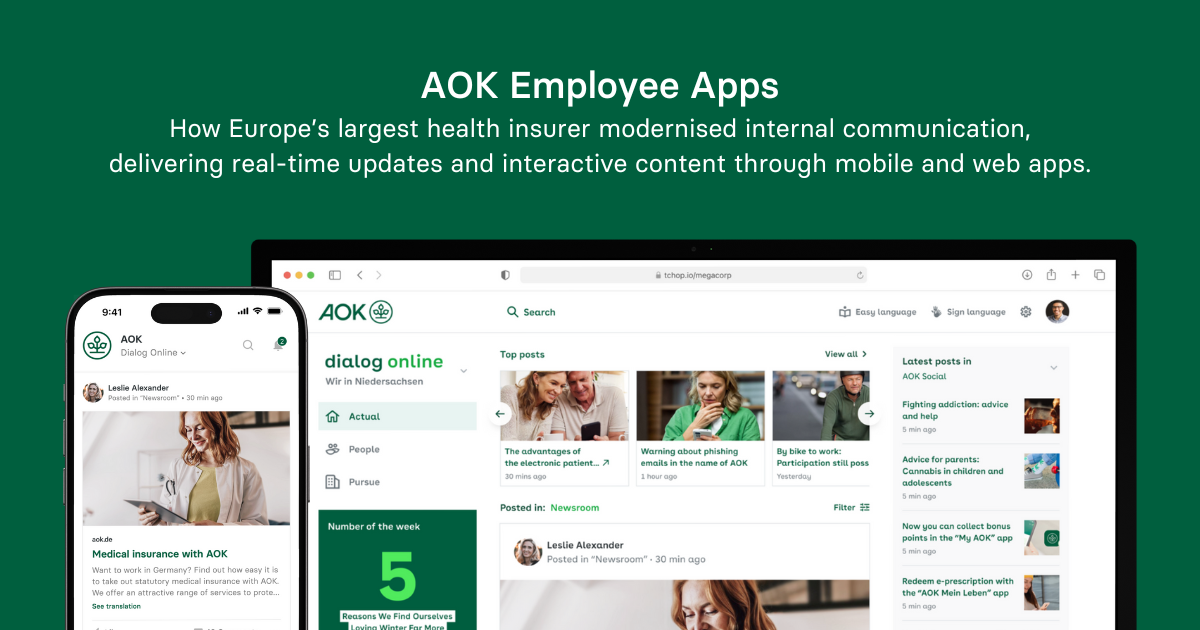AOK Employee Apps Case Study | Internal Comms Success with tchop™