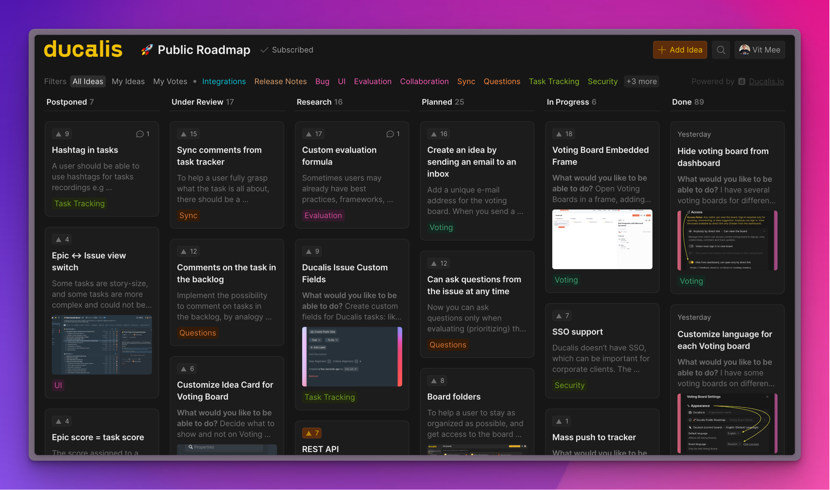 Free Public Roadmap Tool • Ducalis.io