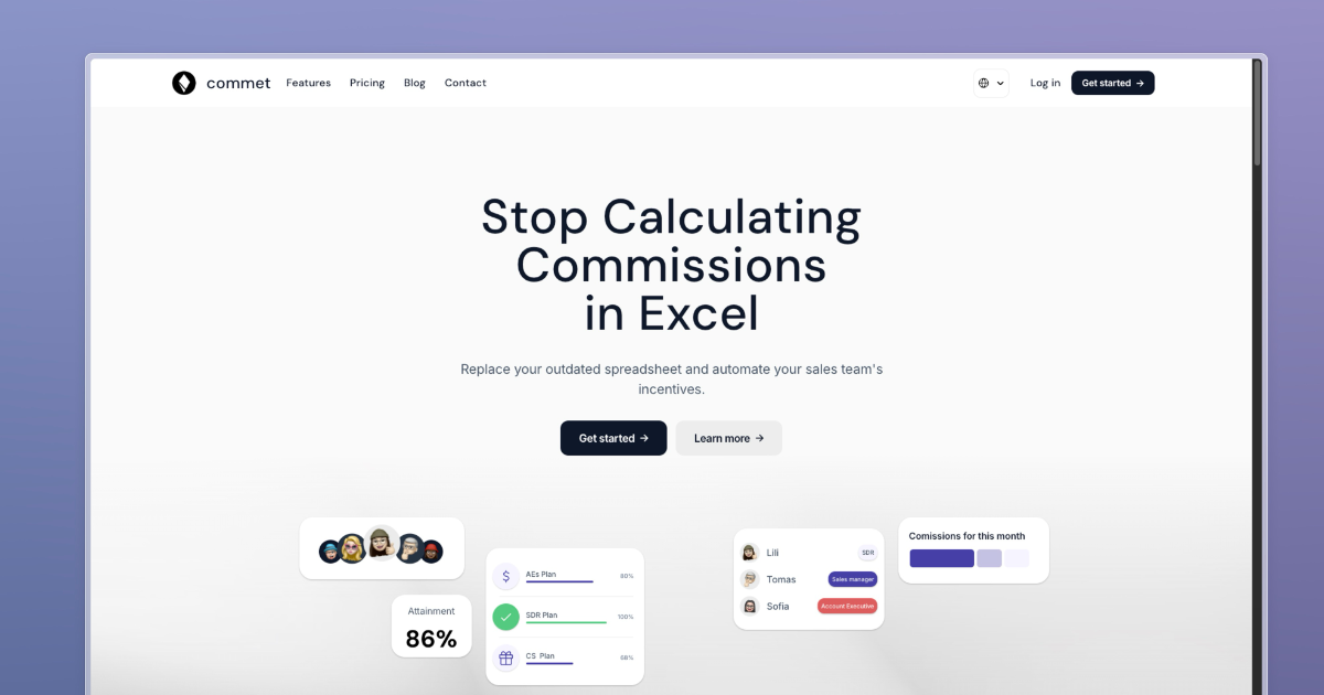 Commet commission management · Features