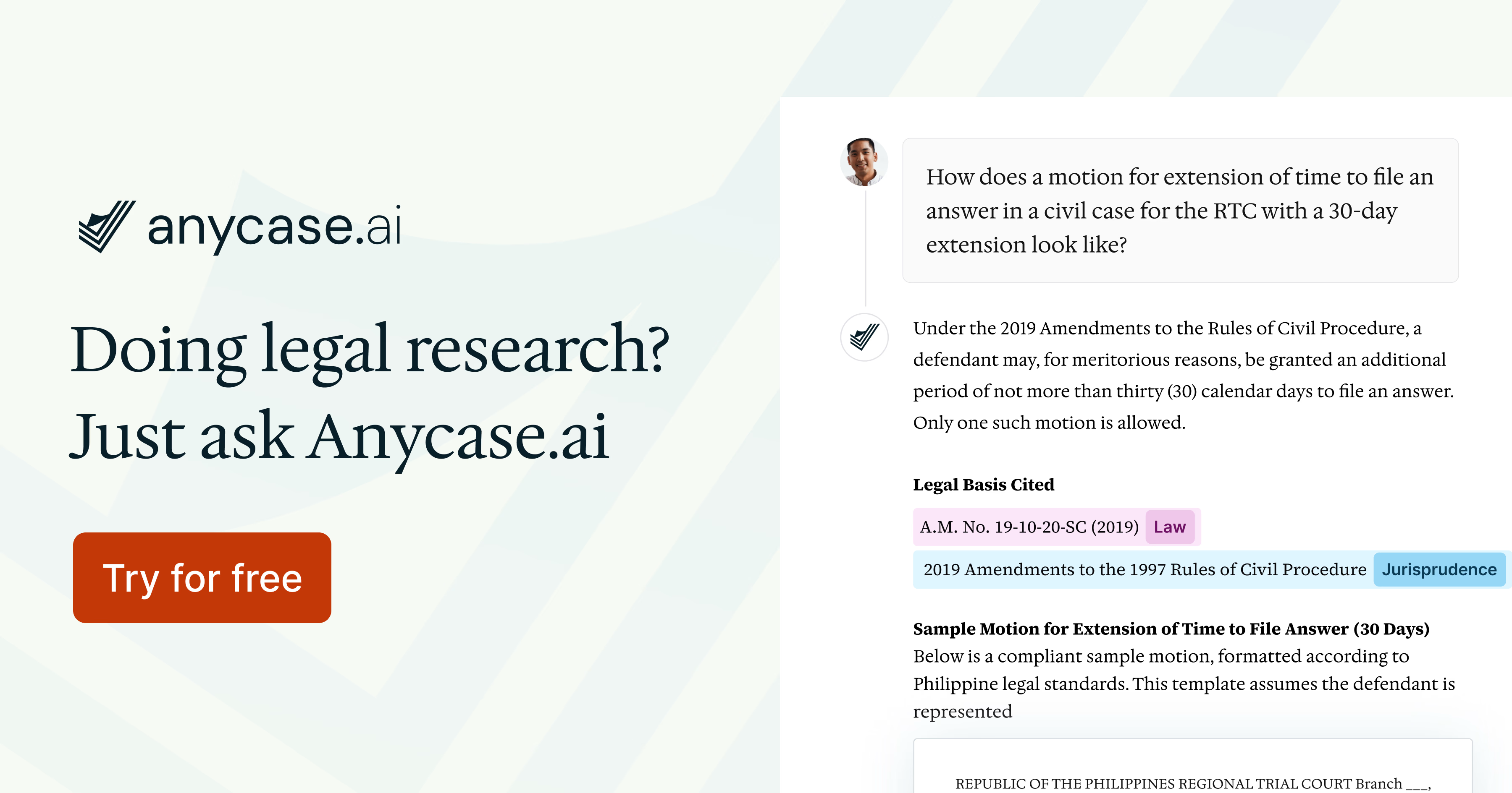 AI-Powered Legal Research for Philippine Law - Anycase.ai