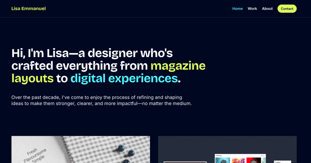 Lisa Emmanuel — Multidisciplinary Designer