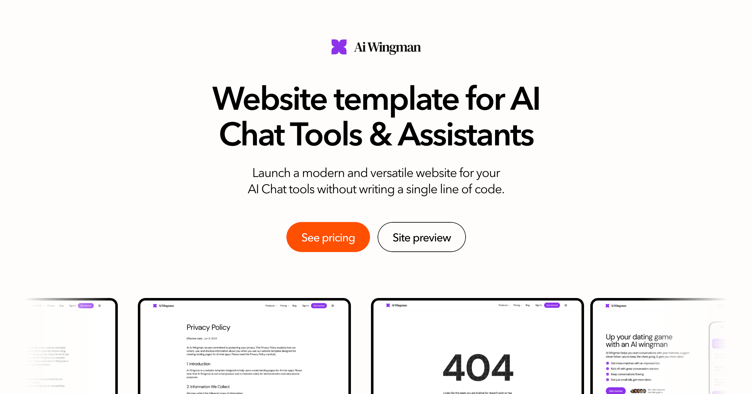 Ai Wingman - Framer website template for AI chat assistants & tools