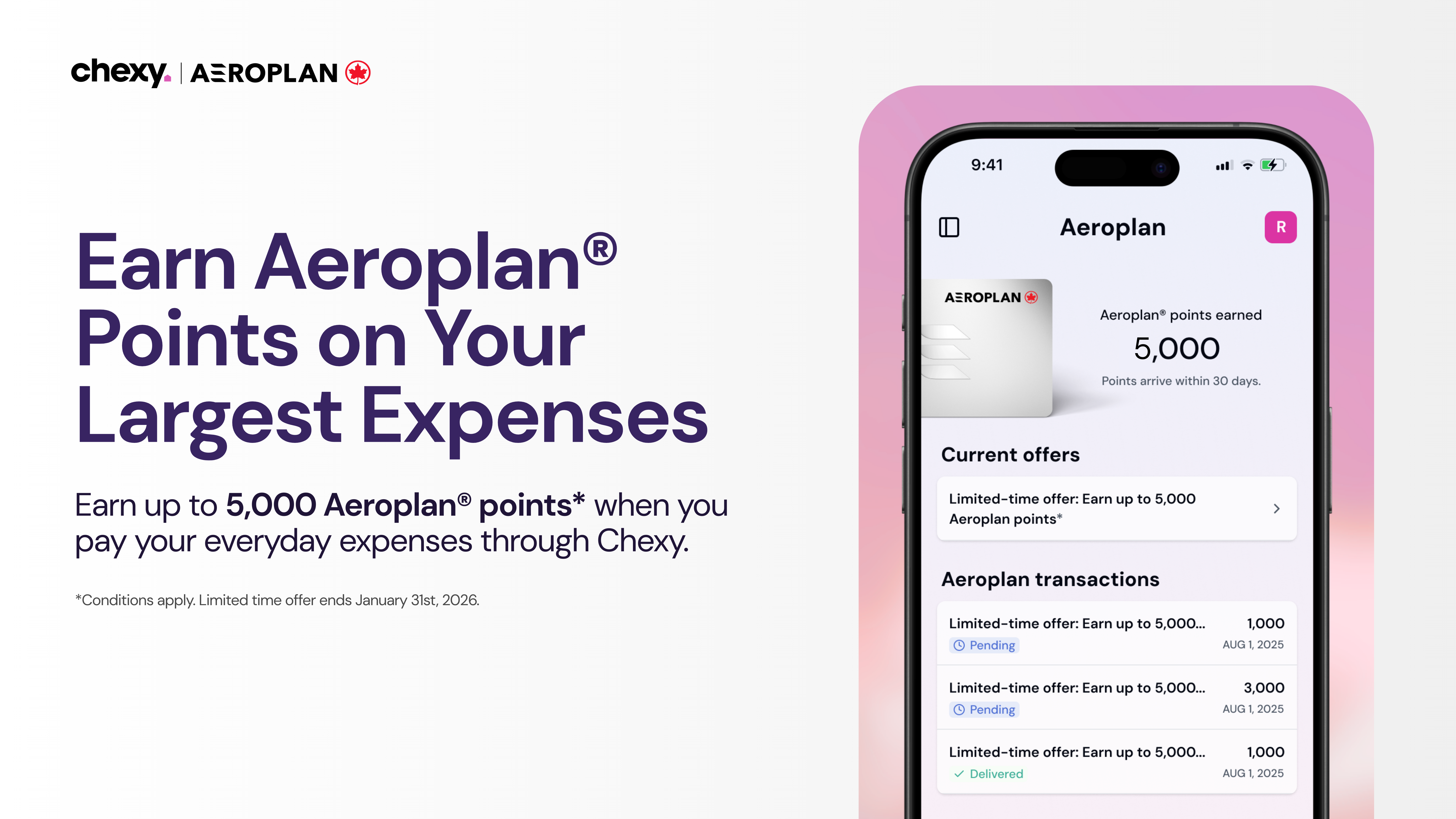 Earn points with Chexy and Aeroplan