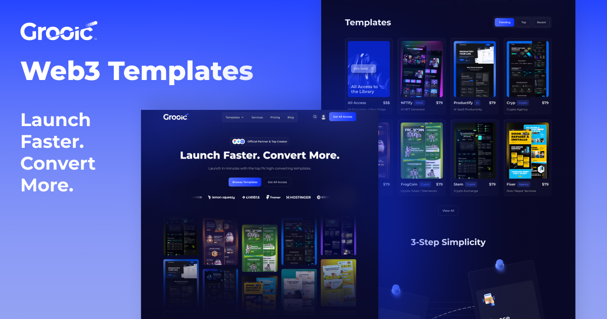 Web3 Landing Page Templates - Grooic