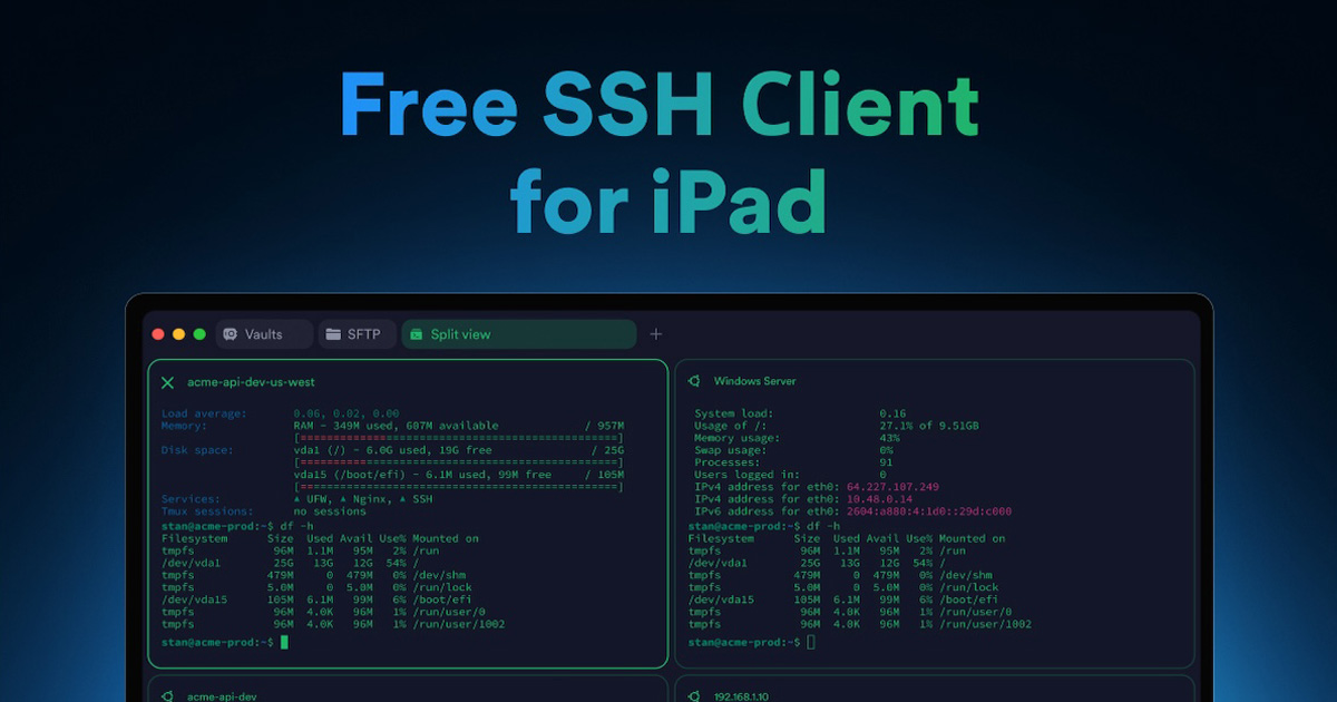Free SSH Client for iPad