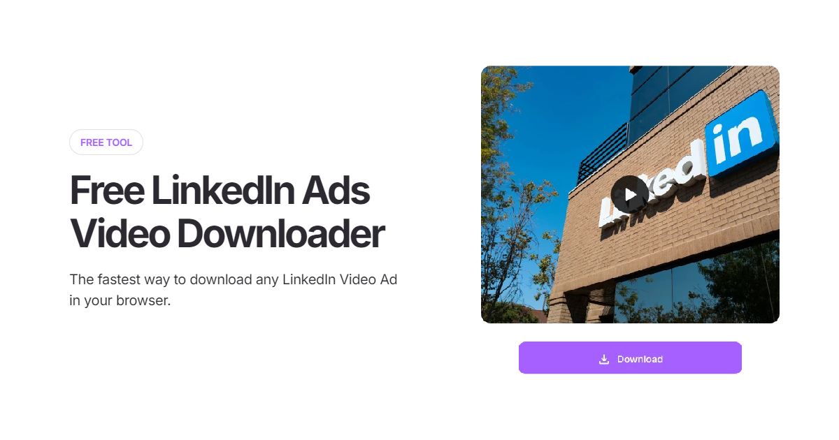 Free LinkedIn Video Ad Downloader | Save Sponsored Posts & Video Ads in ...