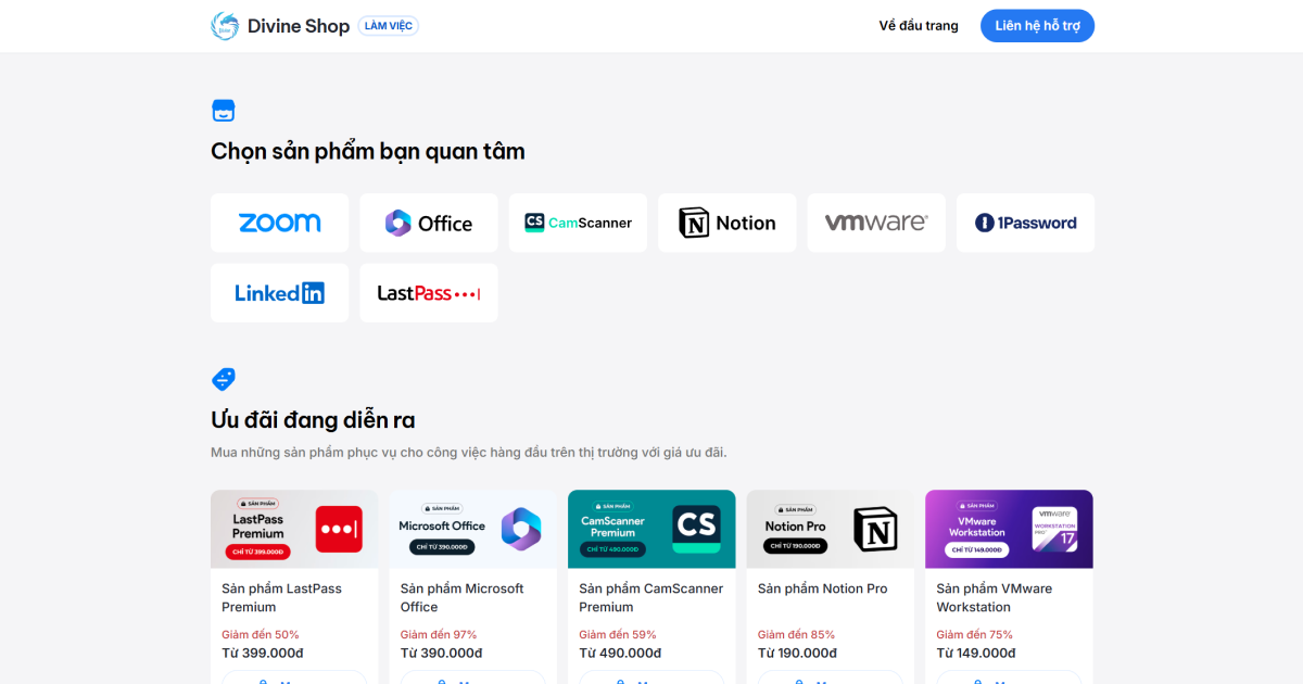 Divine Shop - Làm việc