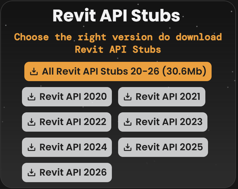 Download Revit API Stubs 2020-2026
