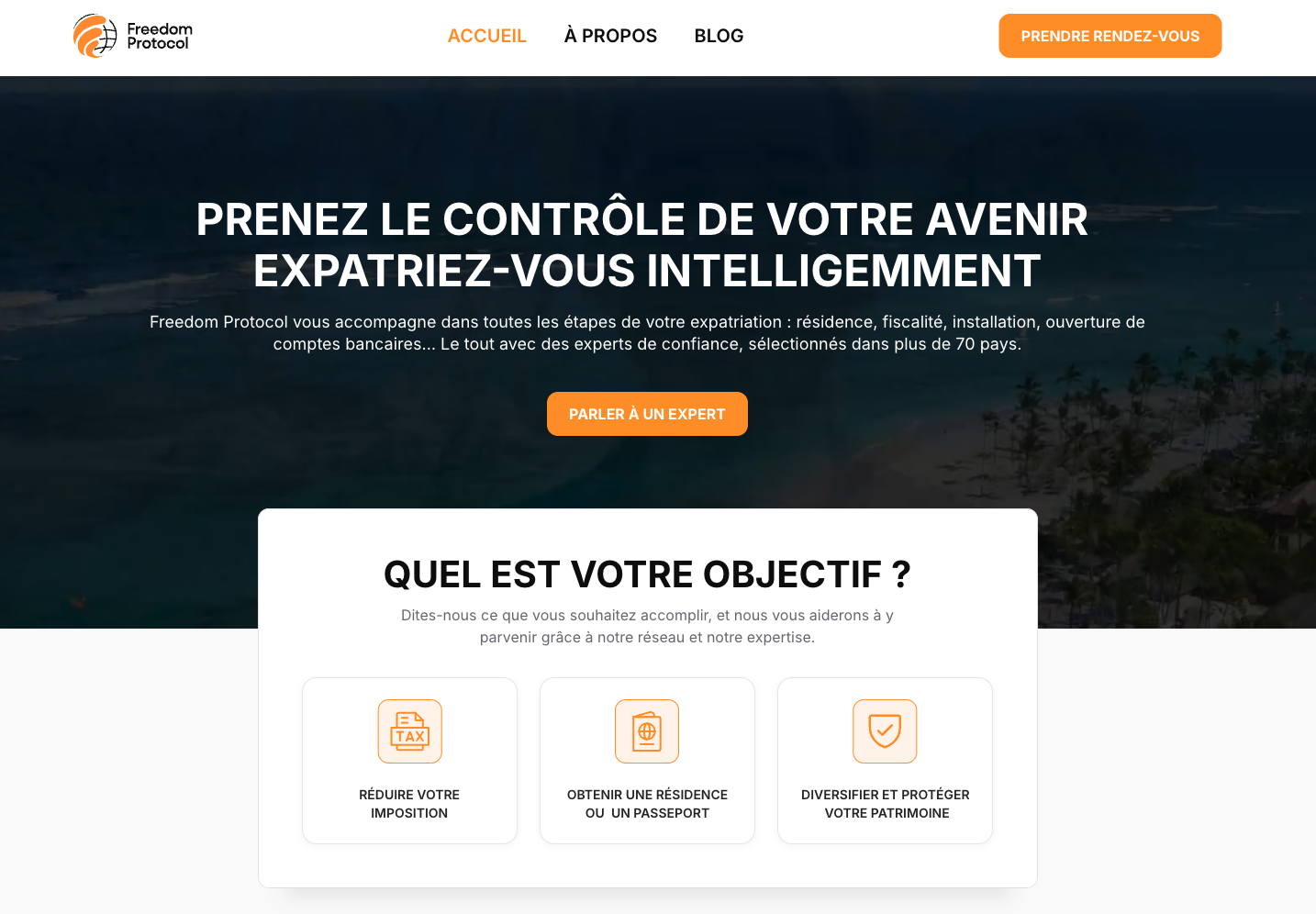Freedom Protocol - L'Expatriation 100 % sur mesure, adaptée à vos besoins.