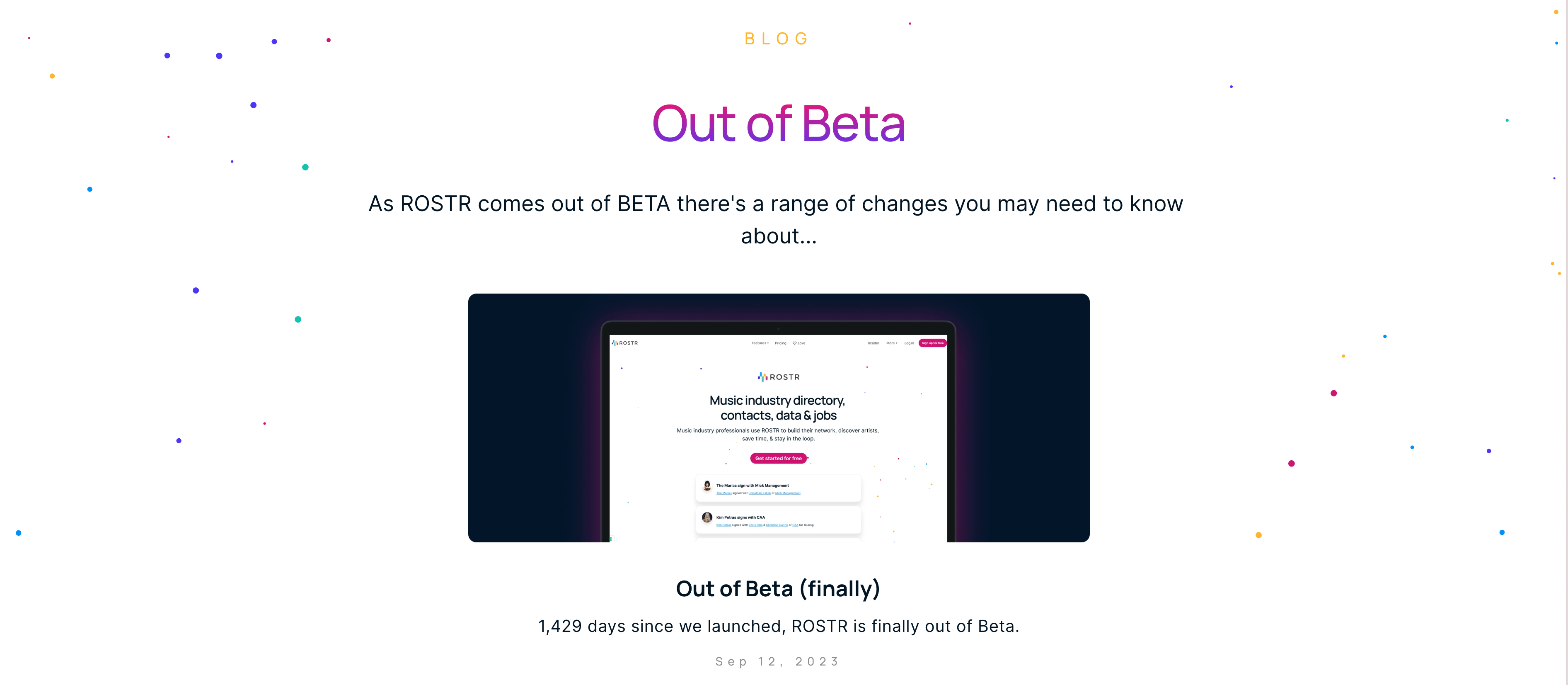 ROSTR - Out of Beta updates