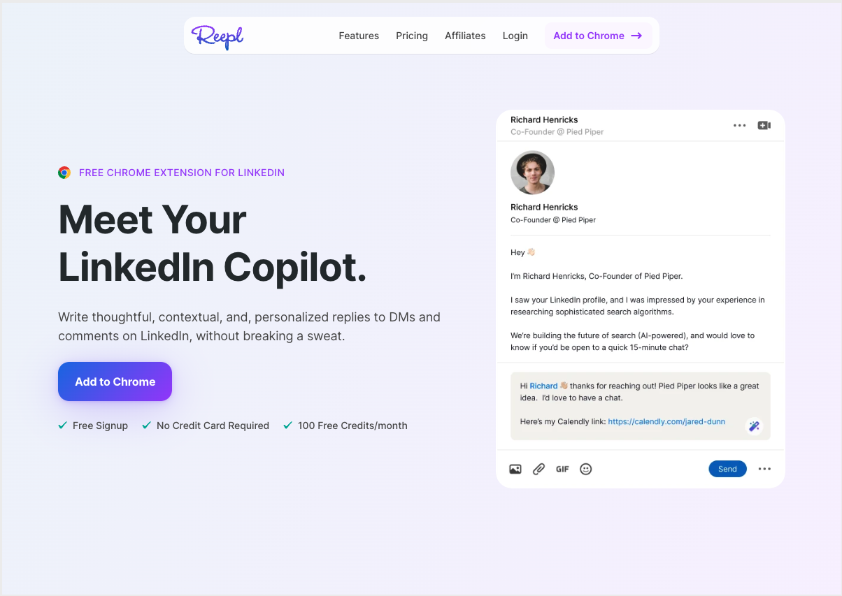 Reepl | Create LinkedIn Posts, Engage & Grow Your Network | Free Chrome Extension