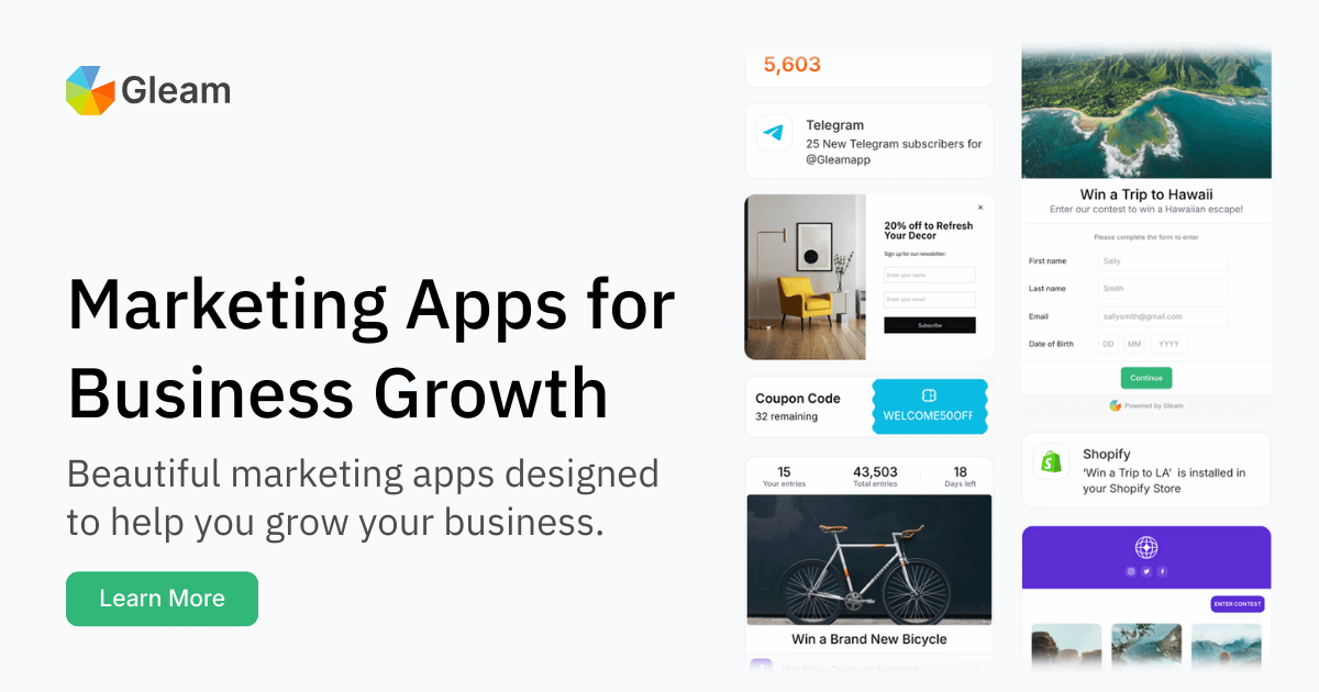 Run Contests, Giveaways & Grow Your Business With Gleam