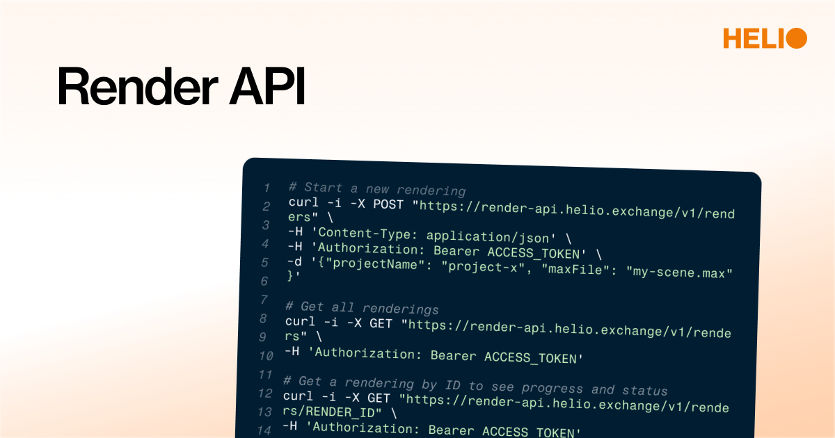 Helio Render API – Automate Your Cloud Render Pipeline