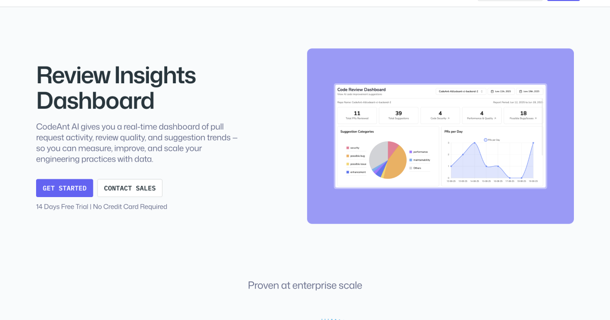 CodeAnt AI - Dashboard for Pull Requests