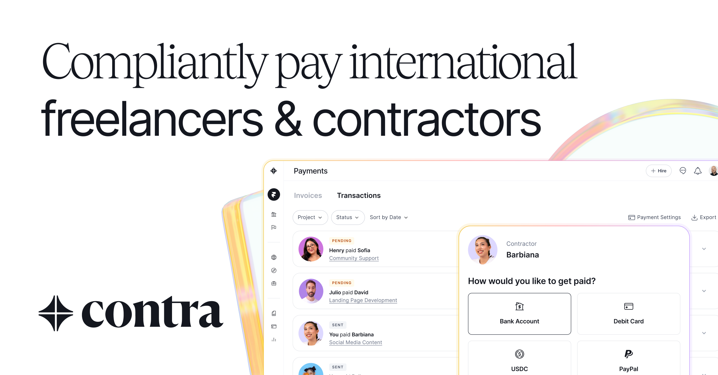 Compliantly pay freelancers and contractors | Contra