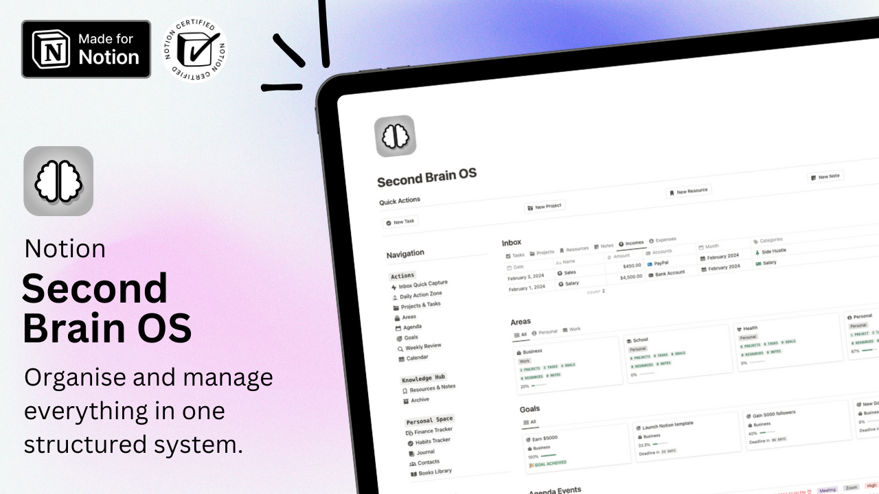Notion Second Brain OS - A complete Second Brain template in Notion