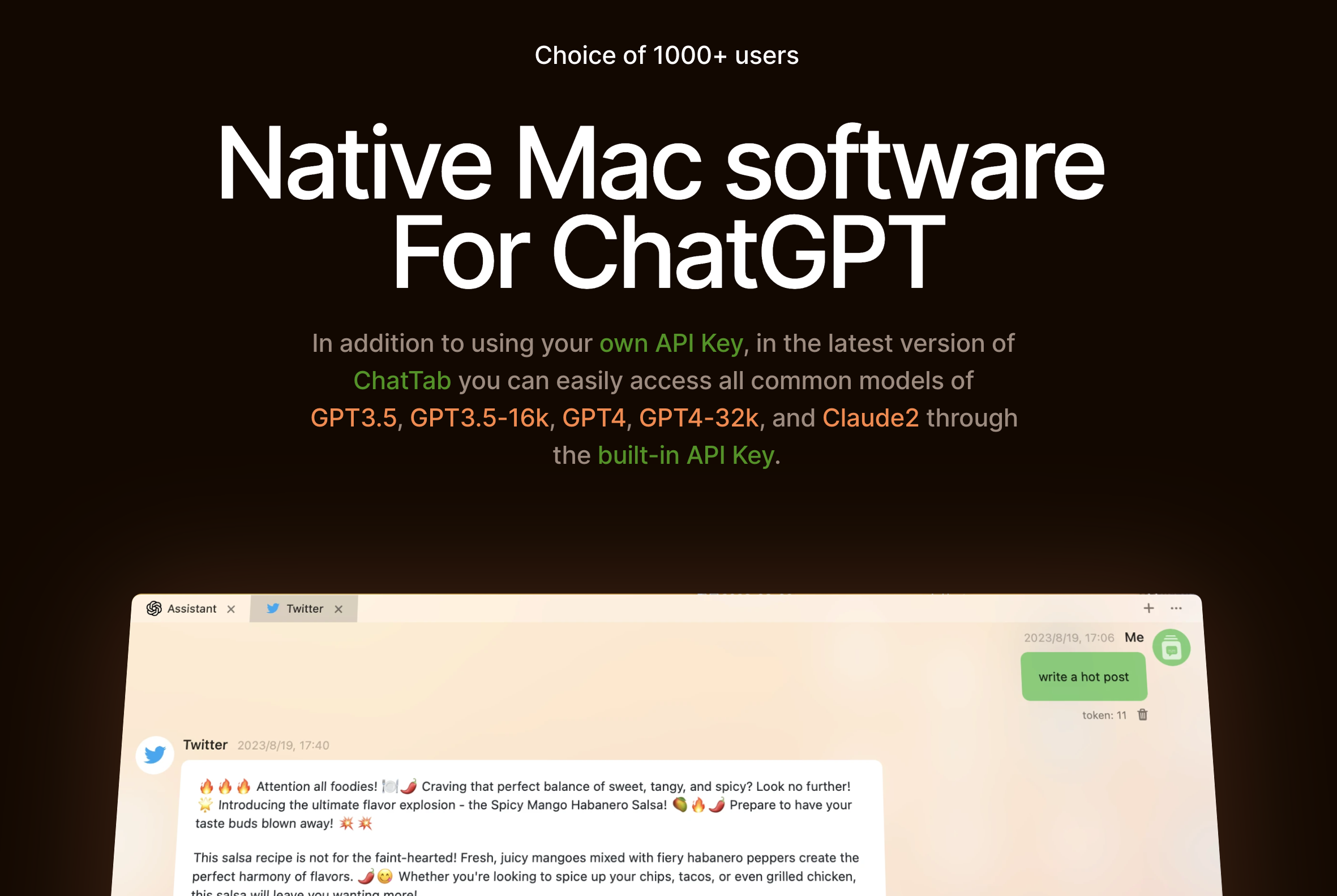 ChatTab - ChatGPT Desktop App for macOS - Free download