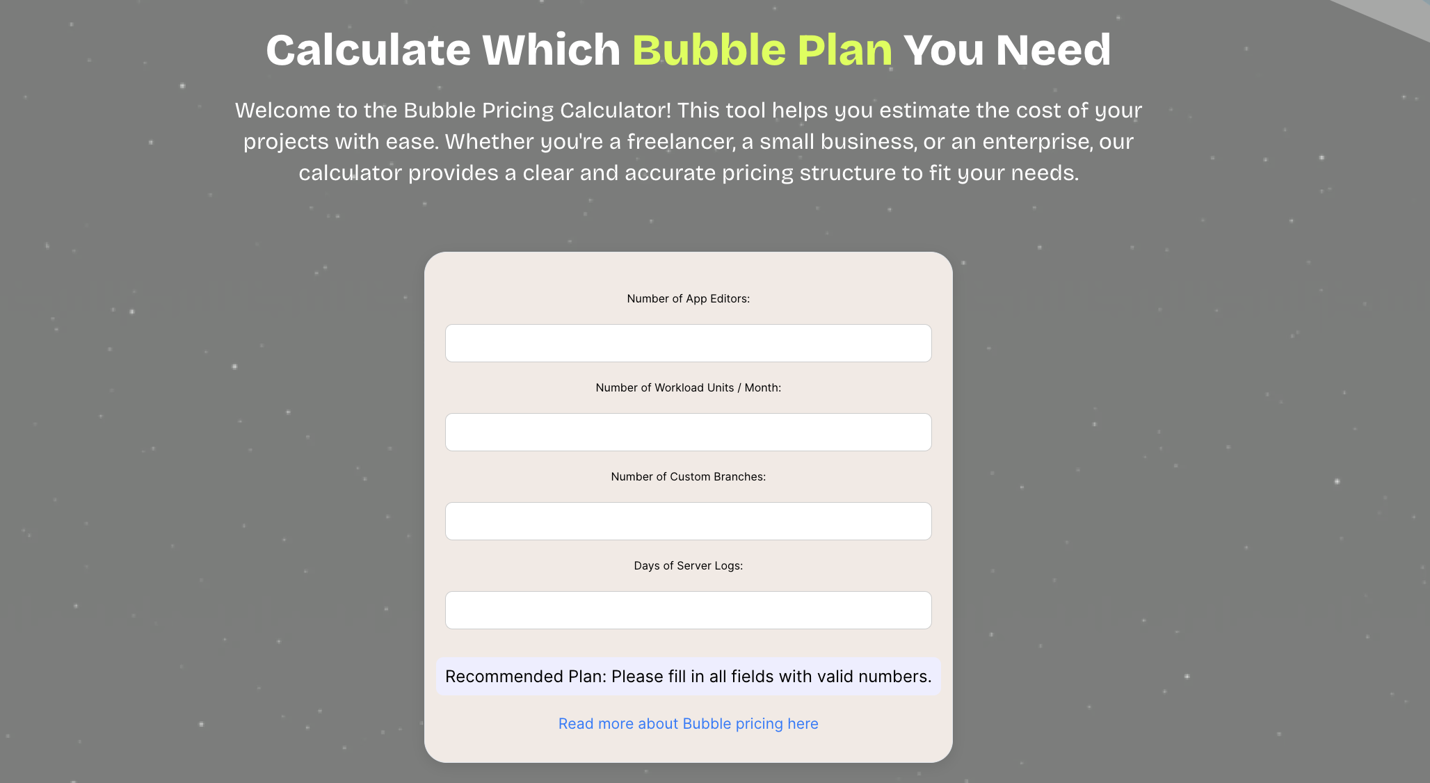 Bubble Pricing Calculator I Calculate Bubble Pricing