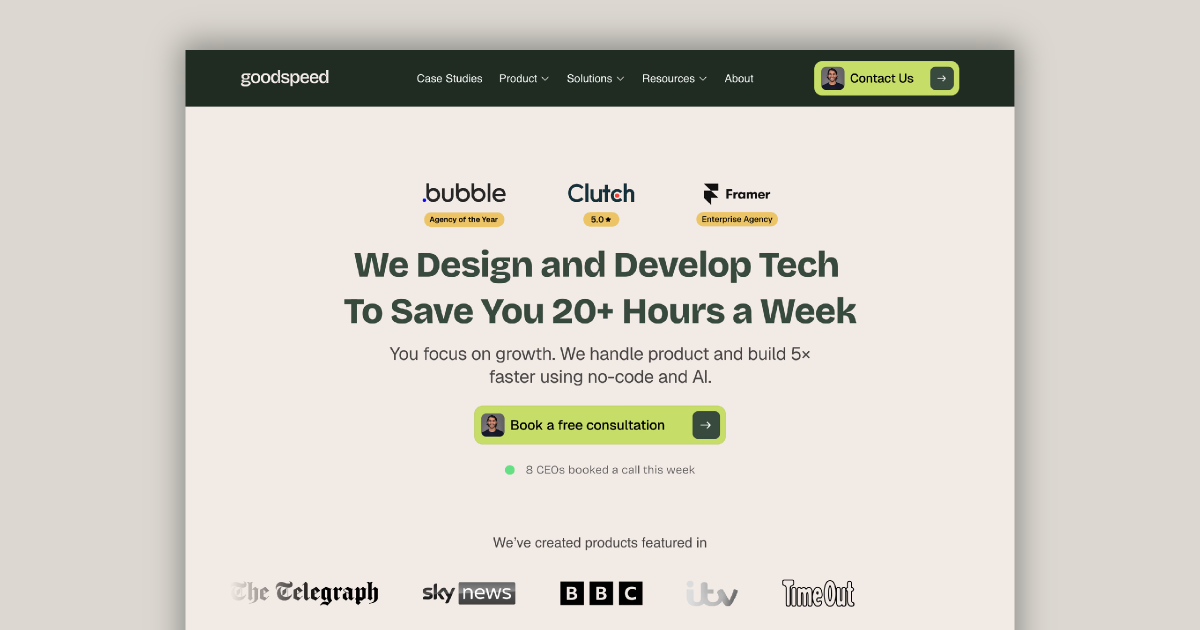 No‑Code Agency | 5‑Star Clutch Rated | Goodspeed Studio