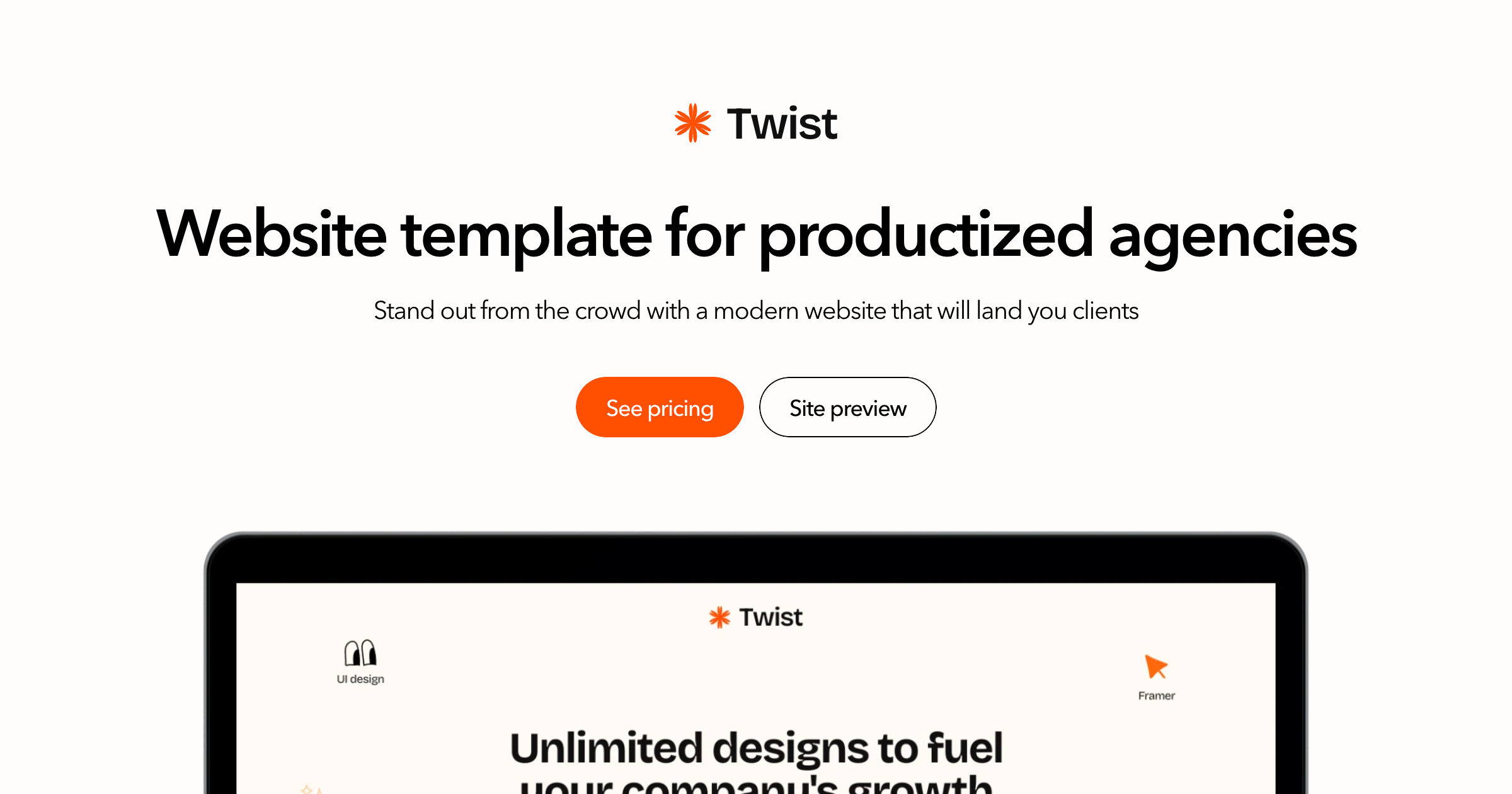 Twist - website template for productized agencies | Framer.ing