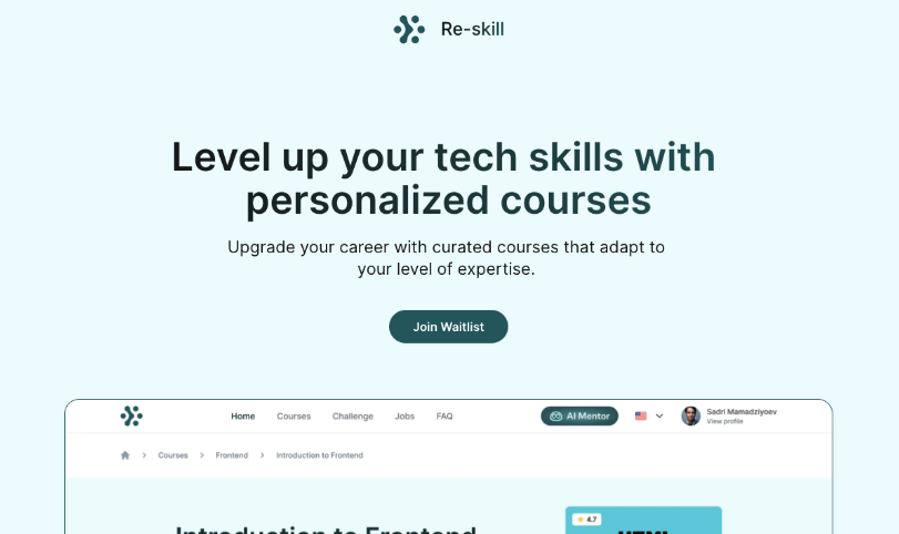 Re-skill | Personalized learning platform