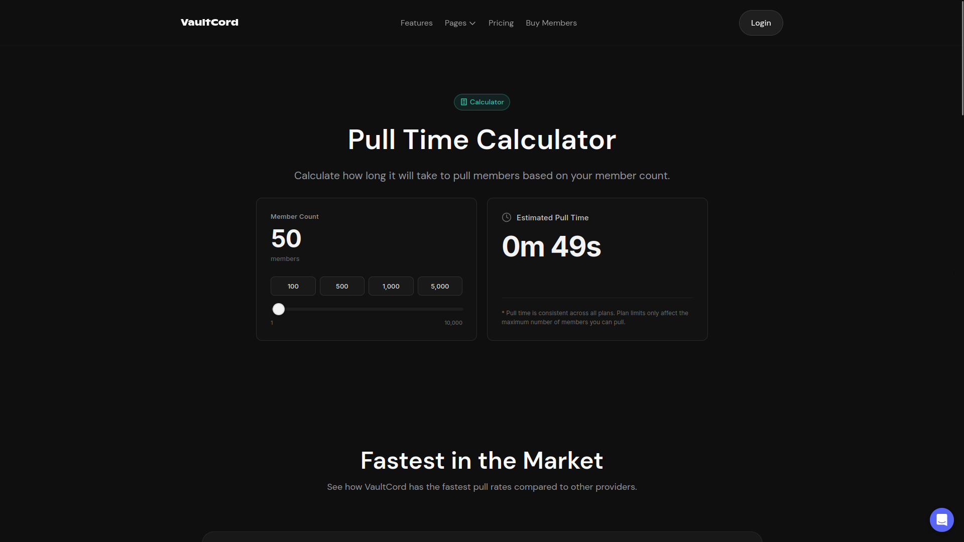 VaultCord — Member Pulling Calculator
