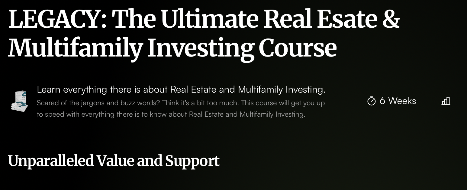 LEGACY Course | Real Estate & Multifamily Investing | Beyond 9 to 5 Club