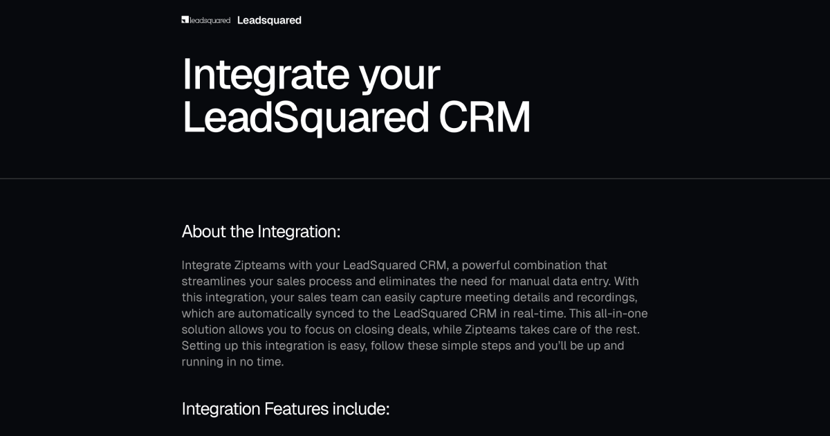 Integrate your LeadSquared CRM